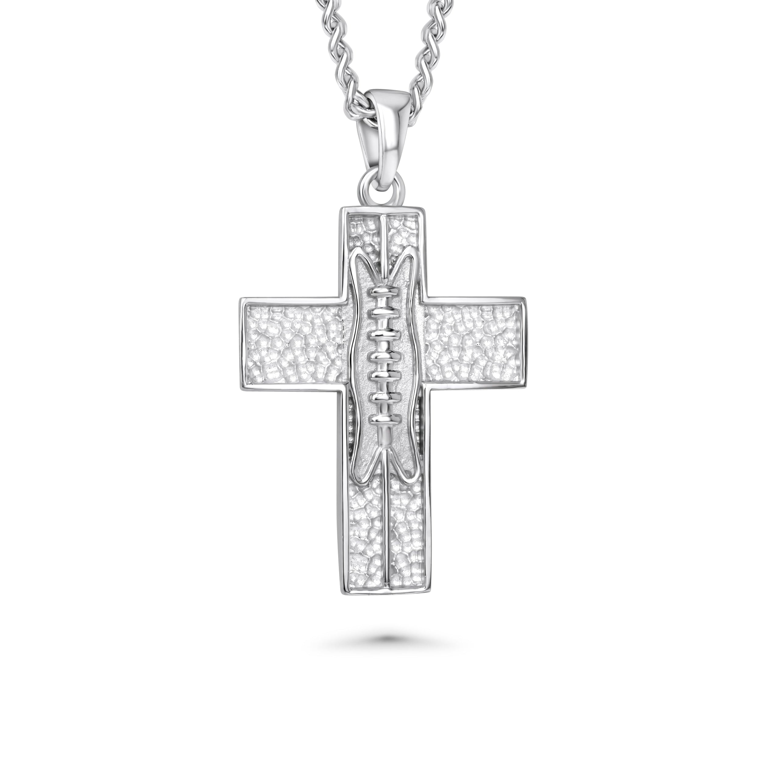 XL Pigskin Football Cross Necklace | Sterling Silver – All In Faith